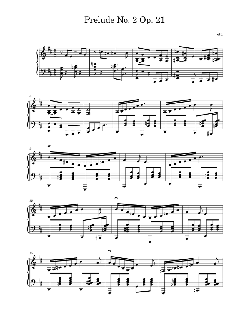 Prelude No. 2 Op. 21 by etc. Sheet music for Piano (Solo) | Musescore.com