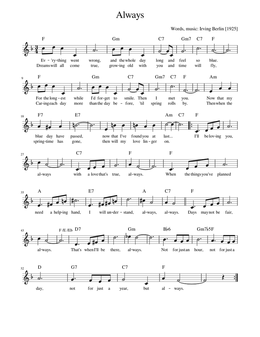 Always Sheet music for Piano (Solo) Easy | Musescore.com