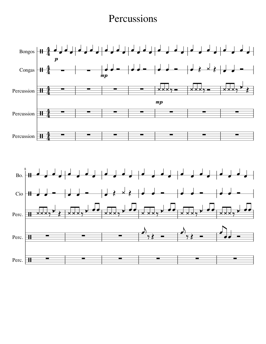 Percussions Sheet music for Drum group, Bongo, Conga (Percussion ...