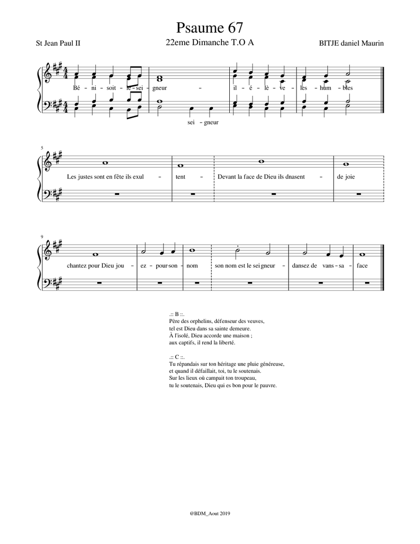 Psaume 67 Sheet music for Piano (Solo) | Musescore.com