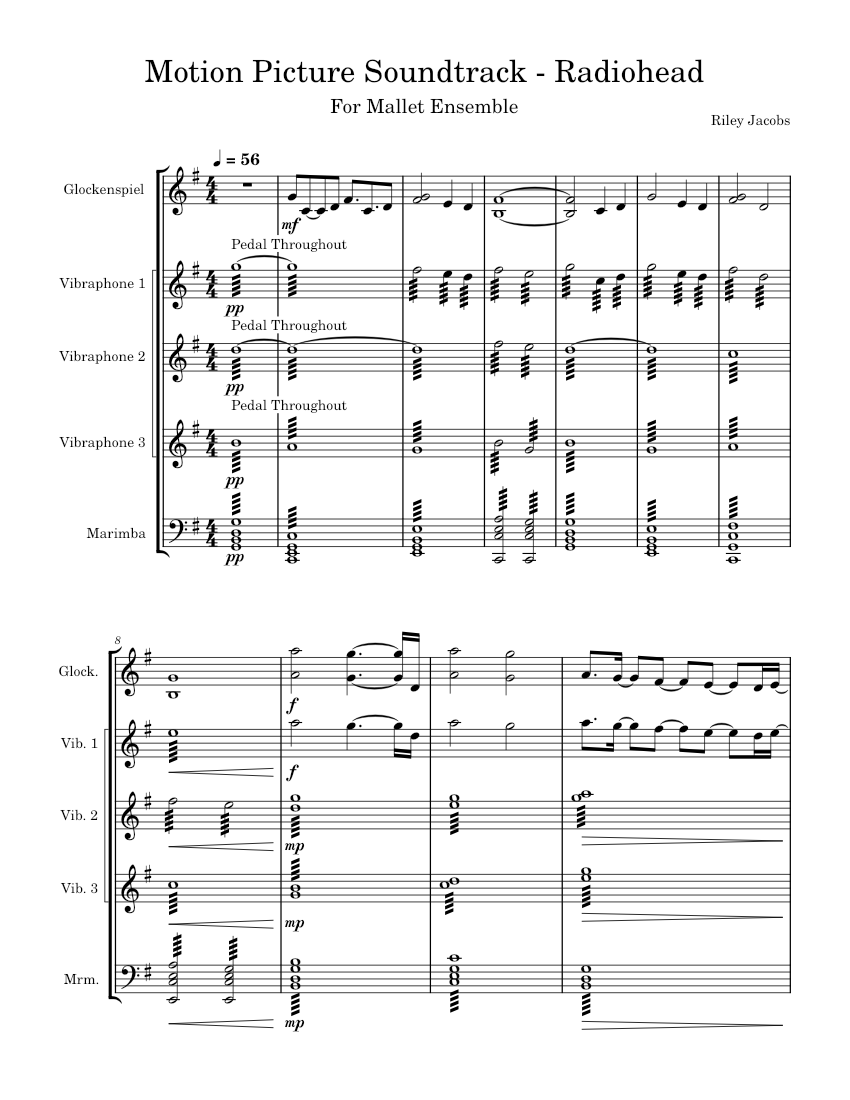 Motion Picture Soundtrack - Radiohead Sheet Music for Vibraphone ...