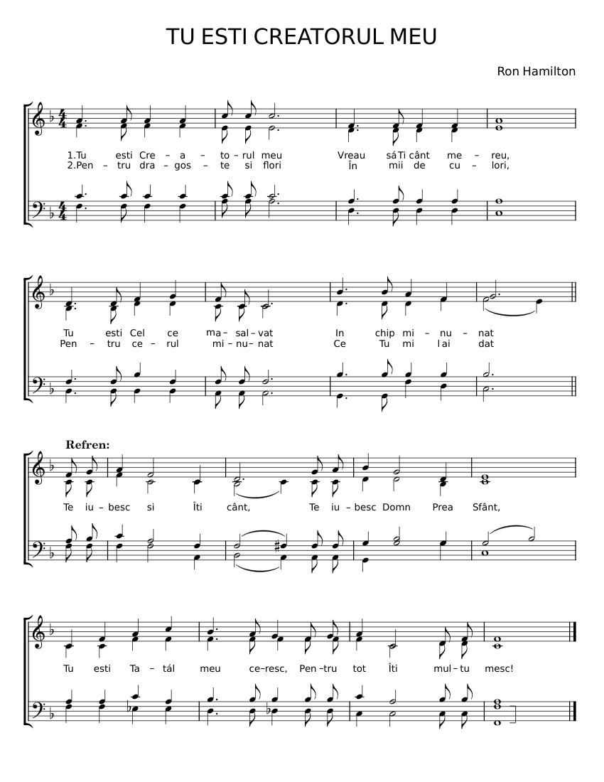 TU ESTI CREATORUL MEU - Ron Hamilton Sheet music for Synthesizer (Mixed ...