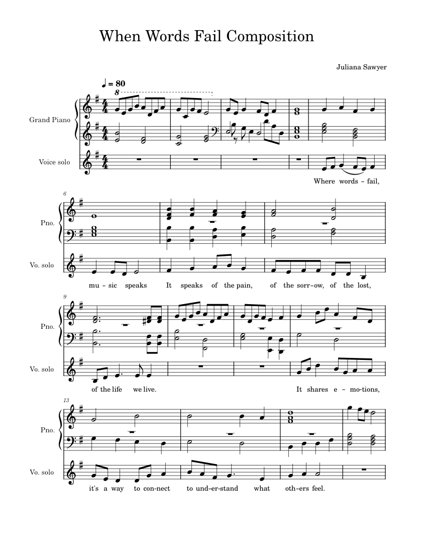 When Words Fail Sheet music for Piano, Vocals (Piano-Voice) | Musescore.com
