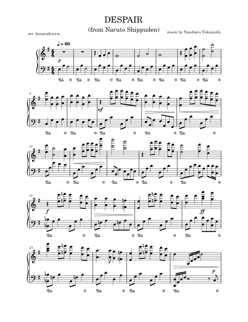Despair : Naruto Shippuden - piano tutorial