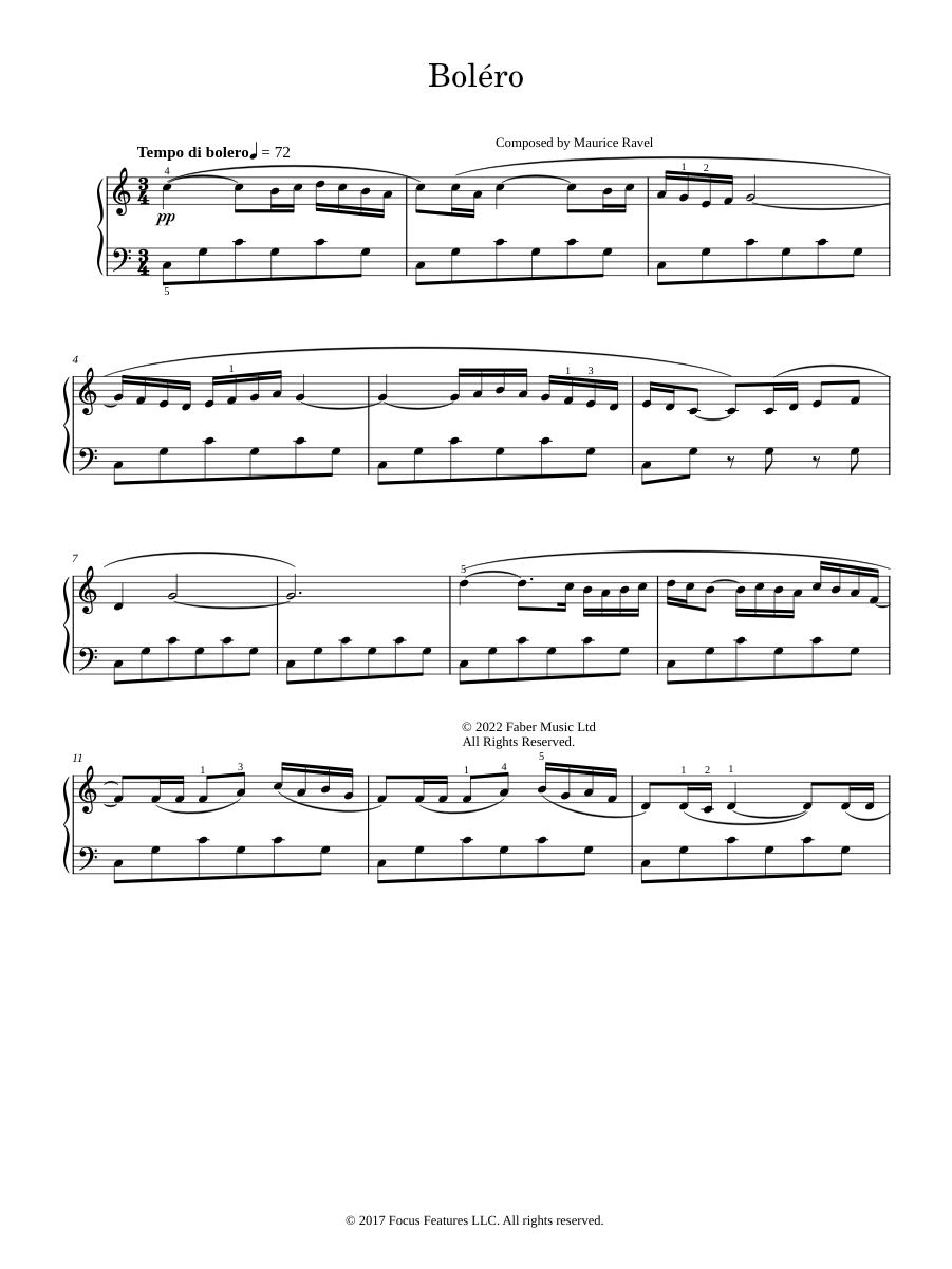 Play Official version of Bolero Sheet Music by Maurice Ravel for Piano ...