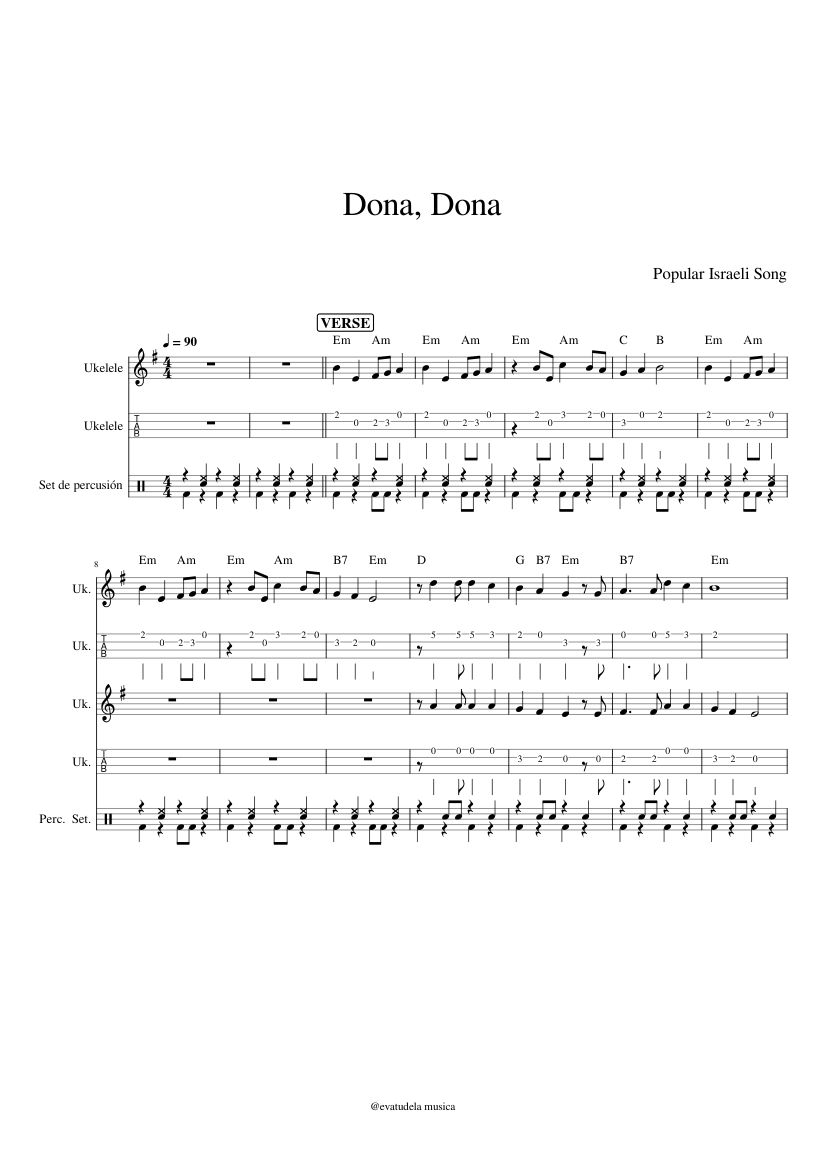 Dona Dona – Misc Traditional Dona, Dona Sheet music for Drum group ...
