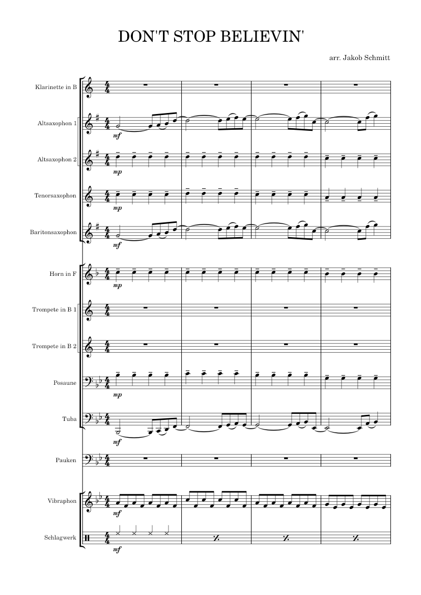Don’t Stop Believin – Journey Dont stop believin Sheet music for ...