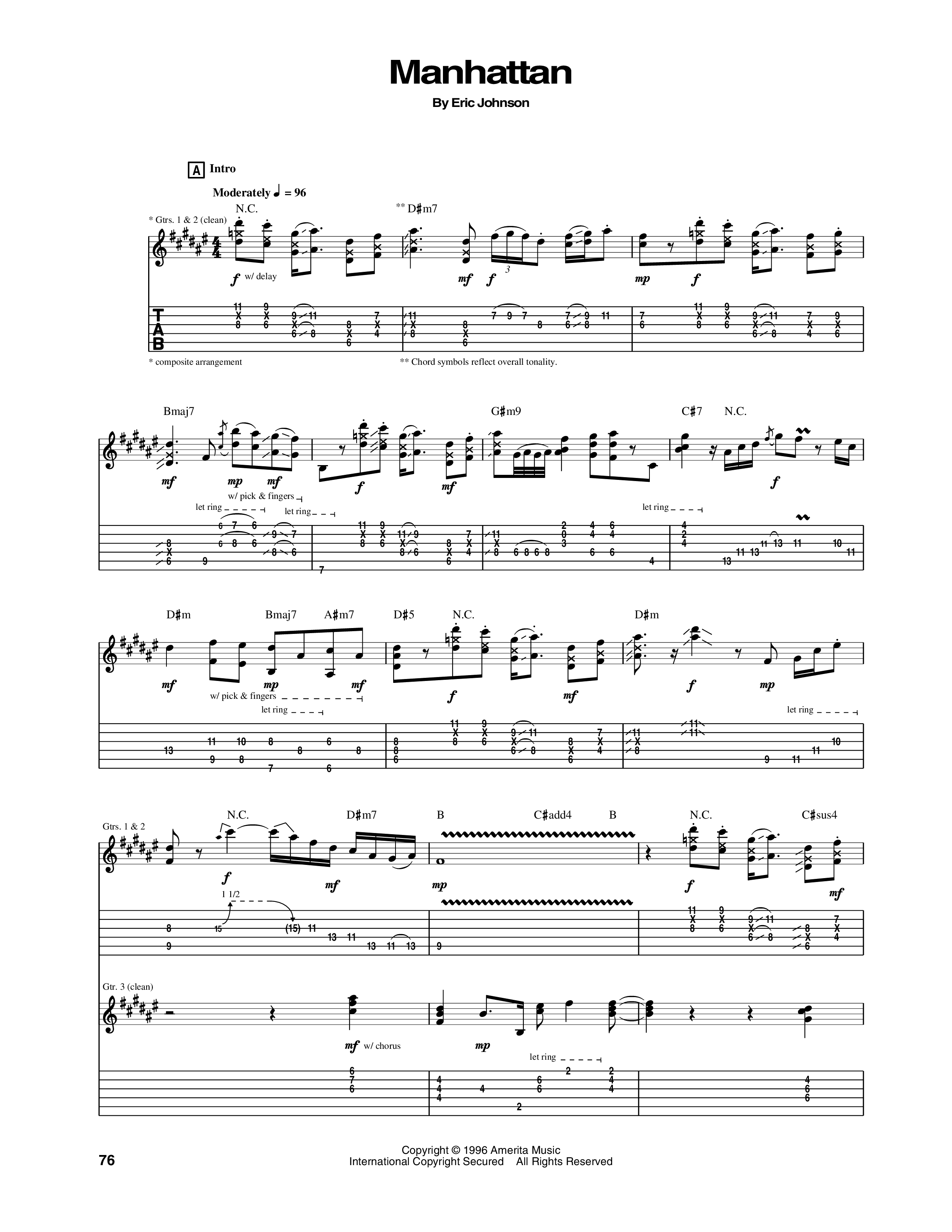 manhattan Sheet music by Eric Johnson Official | MuseScore.com