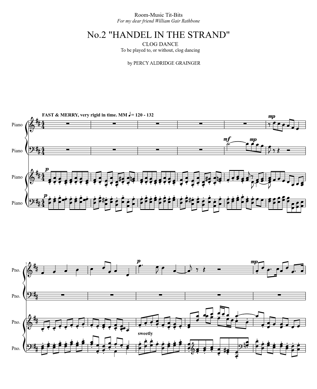 Grainger: Handel in the Strand (Clog Dance) Sheet Music for Piano ...