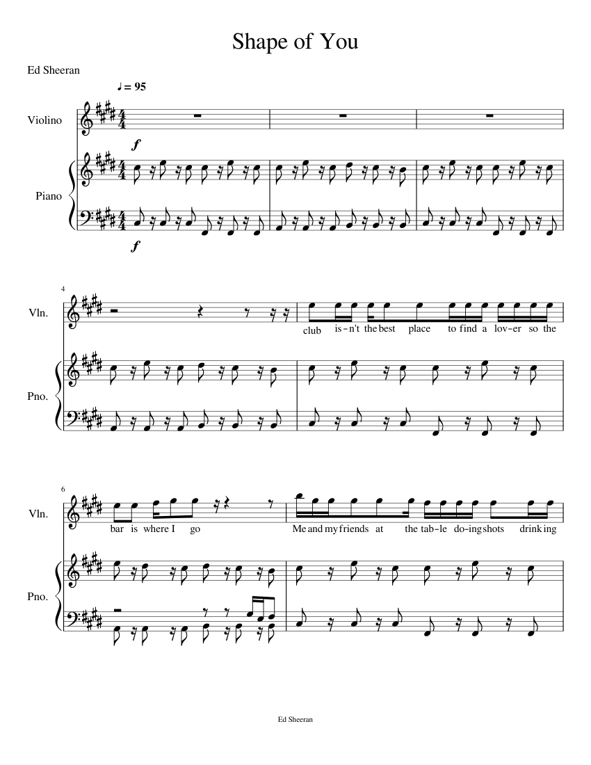 Shape of You - Ed Sheeran Sheet music for Piano (Solo) | Musescore.com