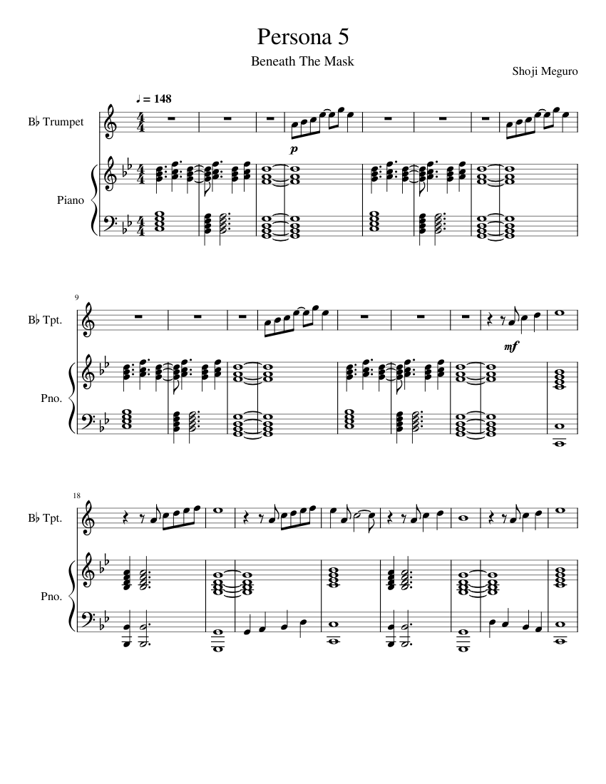 Persona_5 Sheet music for Piano, Trumpet in b-flat (Solo) | Musescore.com