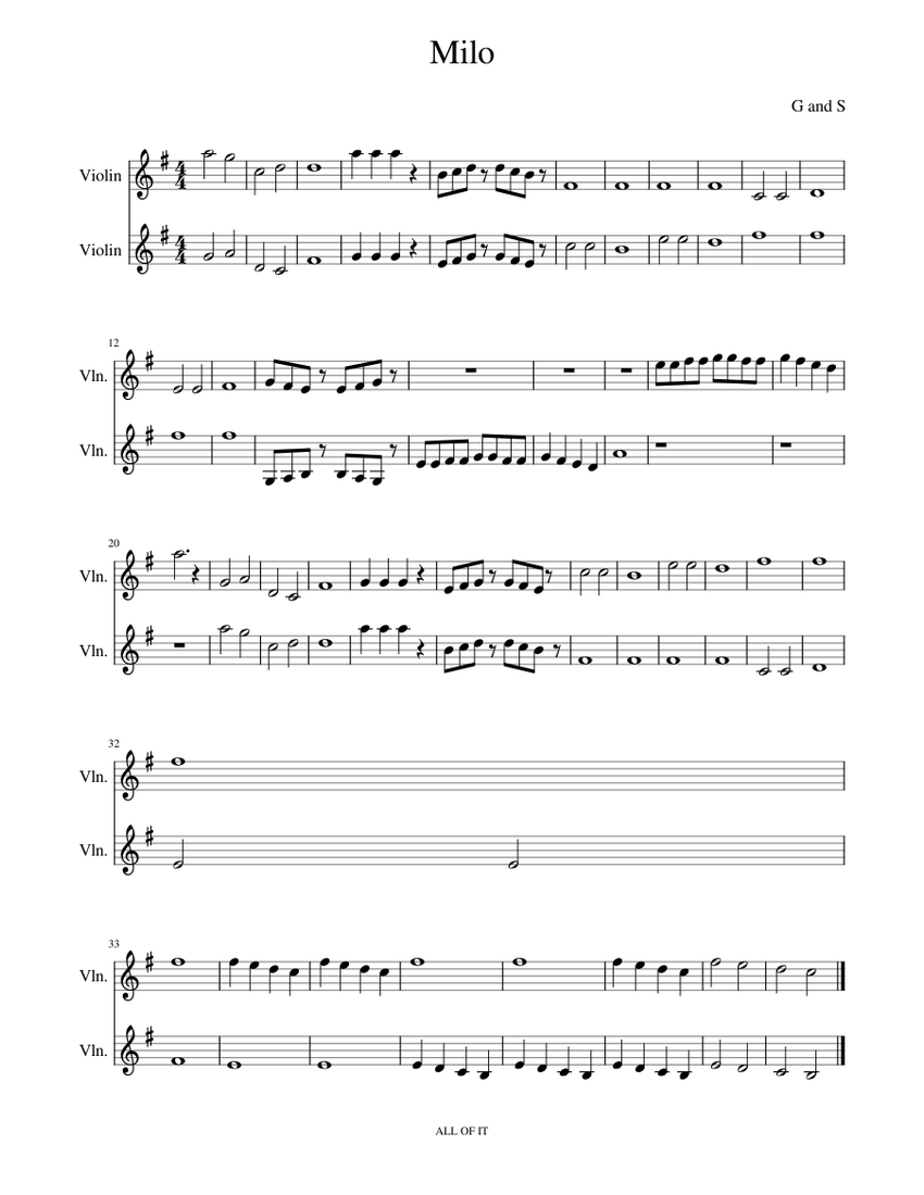 Milo Sheet music for Violin (String Duet) | Musescore.com