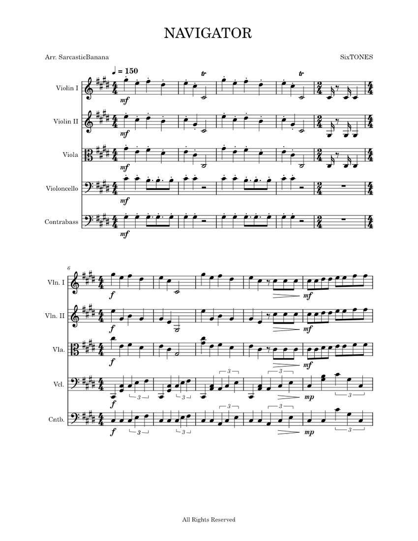Navigator – SixTONES for String Orchestra Sheet music for Strings group (String Ensemble ...