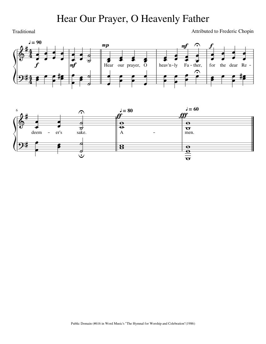 Hear Our Prayer, O Heavenly Father Sheet music for Piano (Solo) Easy ...