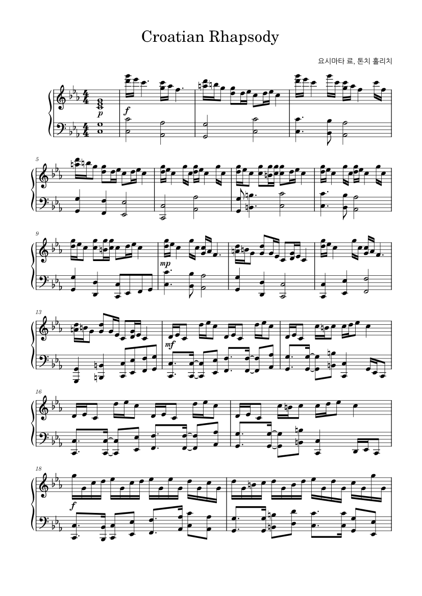 Croatian Rhapsody Sheet Music for Piano (Solo) | MuseScore.com
