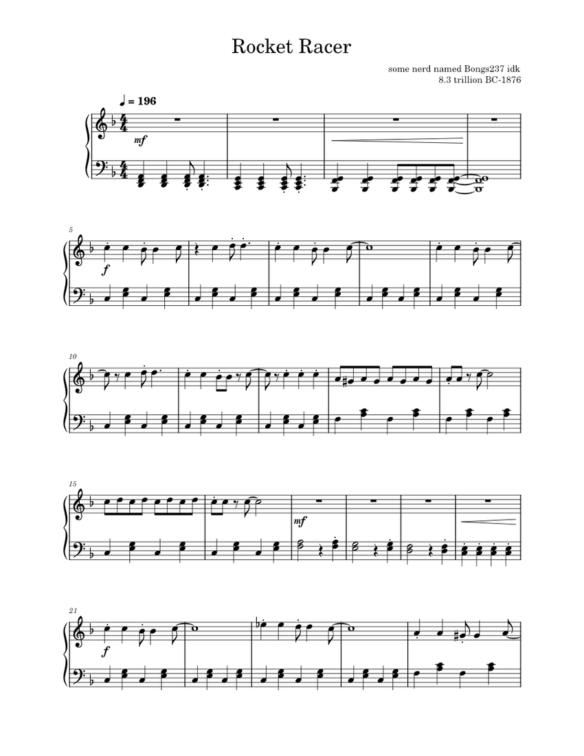 Rocket Racer Sheet music for Piano (Solo) | Musescore.com