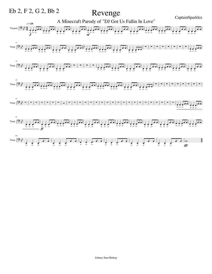 Revenge Minecraft Timpani Sheet music for Timpani (Solo) | Musescore.com