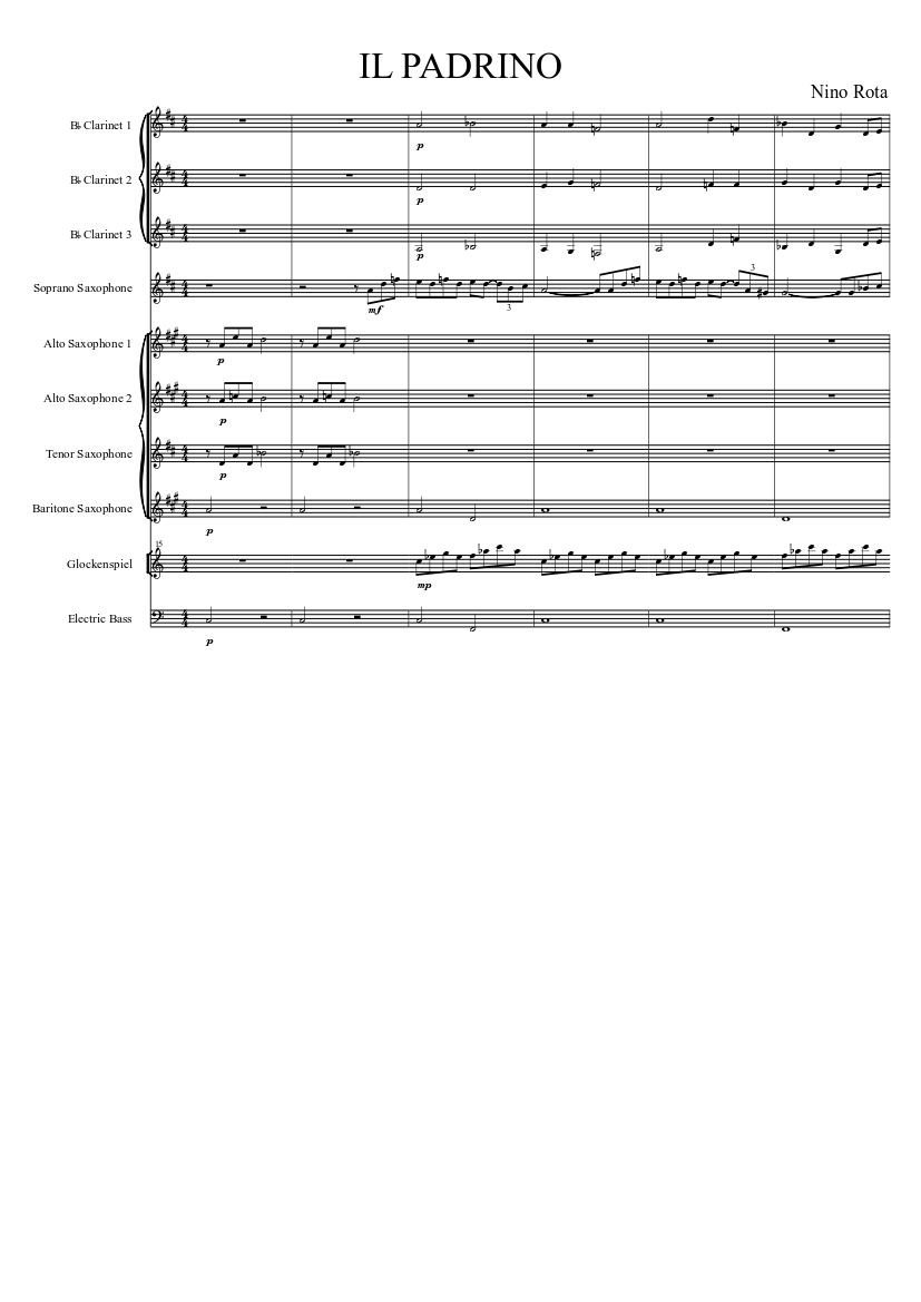 IL PADRINO Sheet music for Trombone, Tuba, Flute, Clarinet other & more instruments (Mixed ...