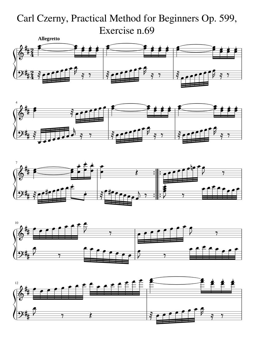 Czerny, Exercise n. 69 from Op. 599 Sheet music for Piano (Solo ...