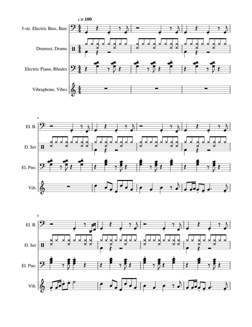 Bossa Nova de Chocobo Sheet music for Piano, Vibraphone, Bass guitar ...