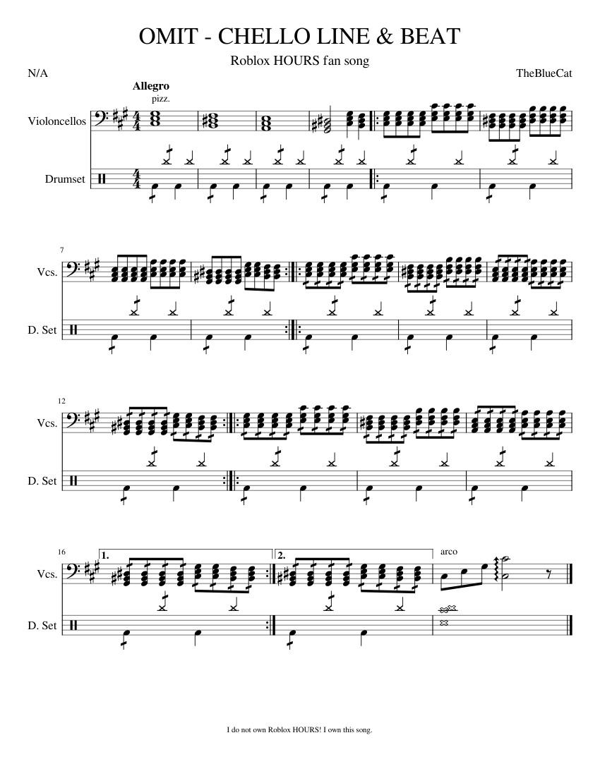 OMIT - CHELLO LINE & BEAT Sheet music for Drum group, Strings group ...