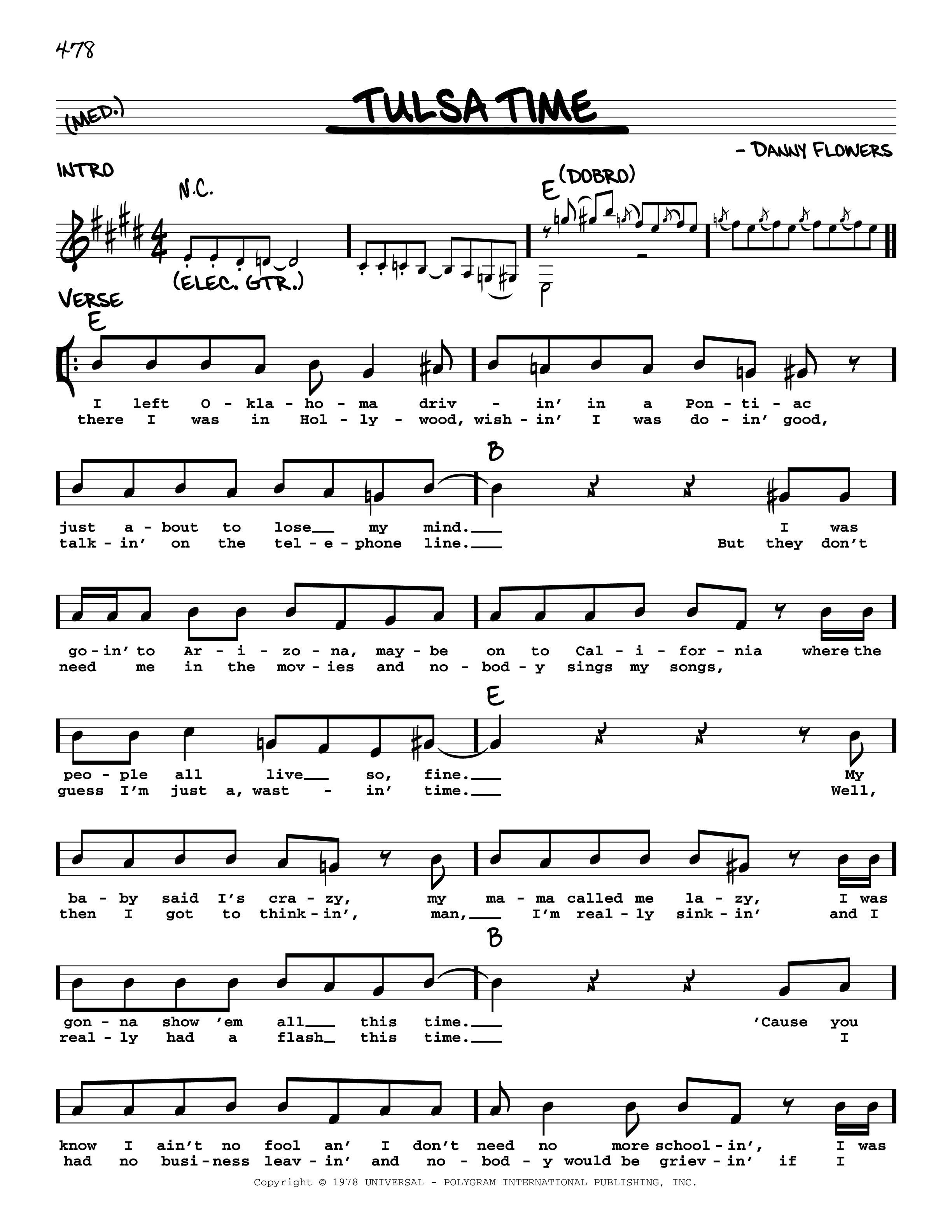 Play Official version of Tulsa time Sheet Music by Eric Clapton for ...