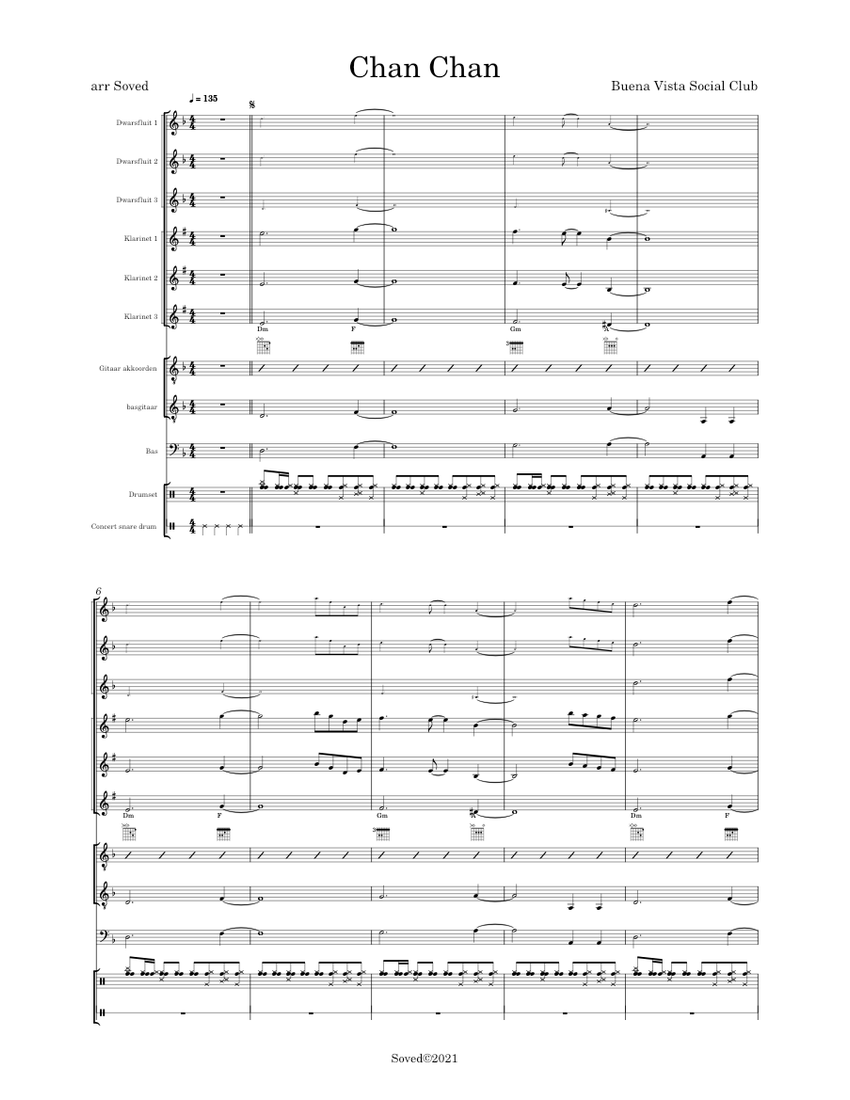 Chan Chan – Buena Vista Social Club Sheet music for Flute, Clarinet in ...