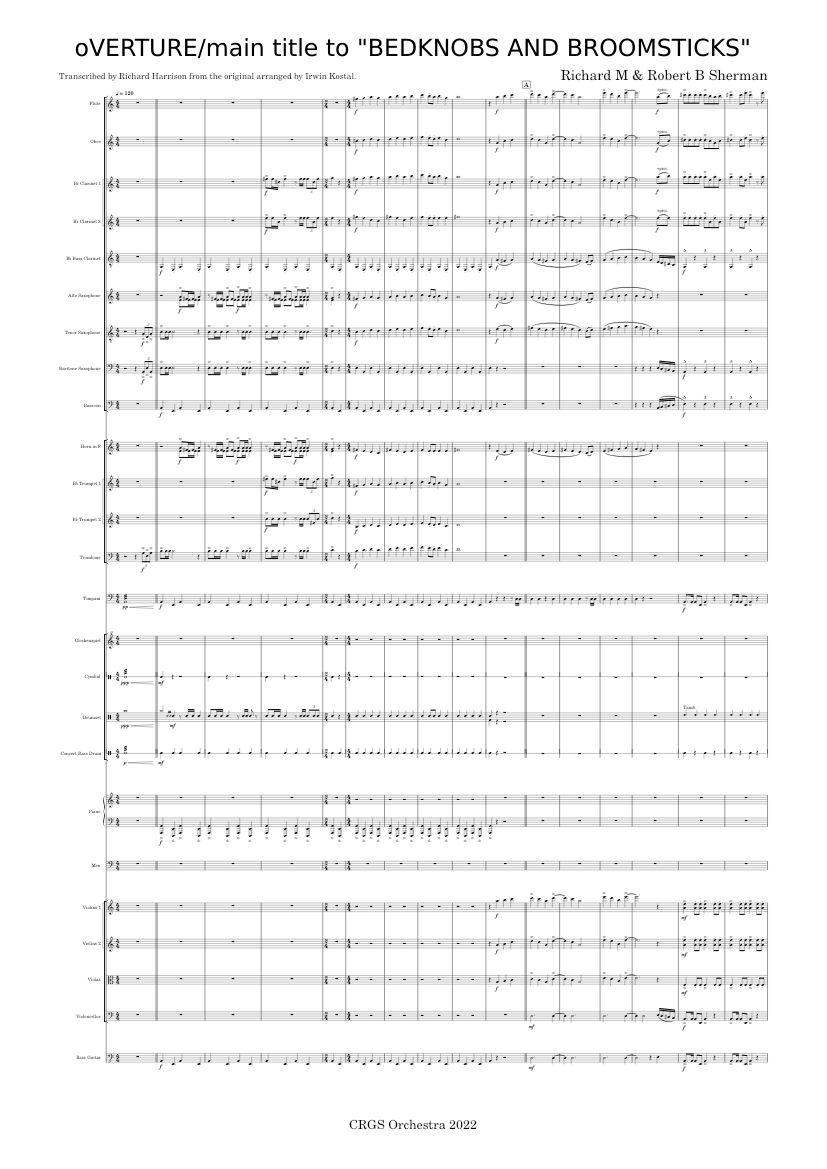 Bedknobs and Broomsticks (1971) Overture/Main Title Sheet Music for ...