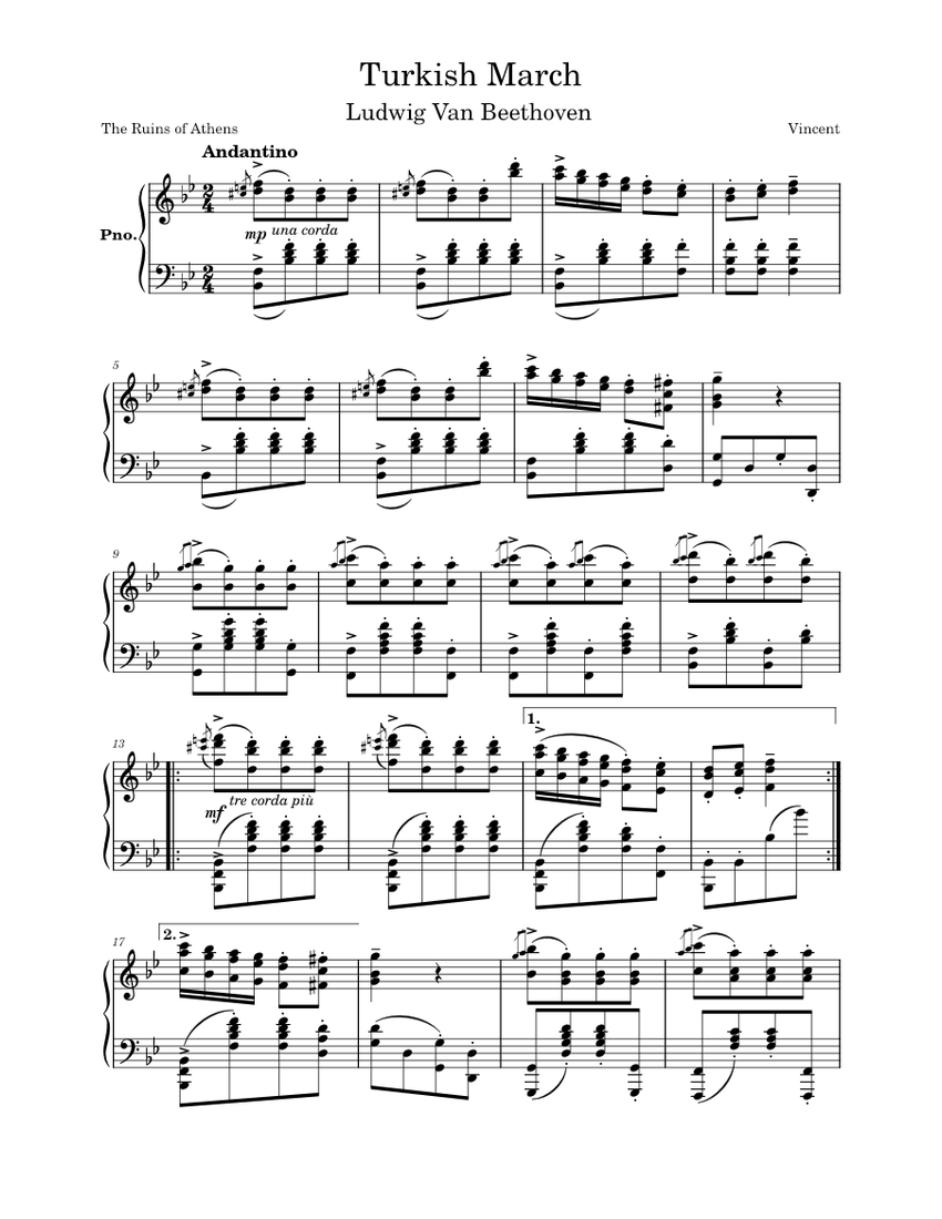 Beethoven - Turkish March Sheet music for Piano (Solo) | Musescore.com