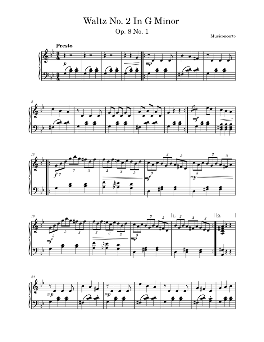 Waltz No. 2 In D Minor Sheet music for Piano (Solo) | Musescore.com