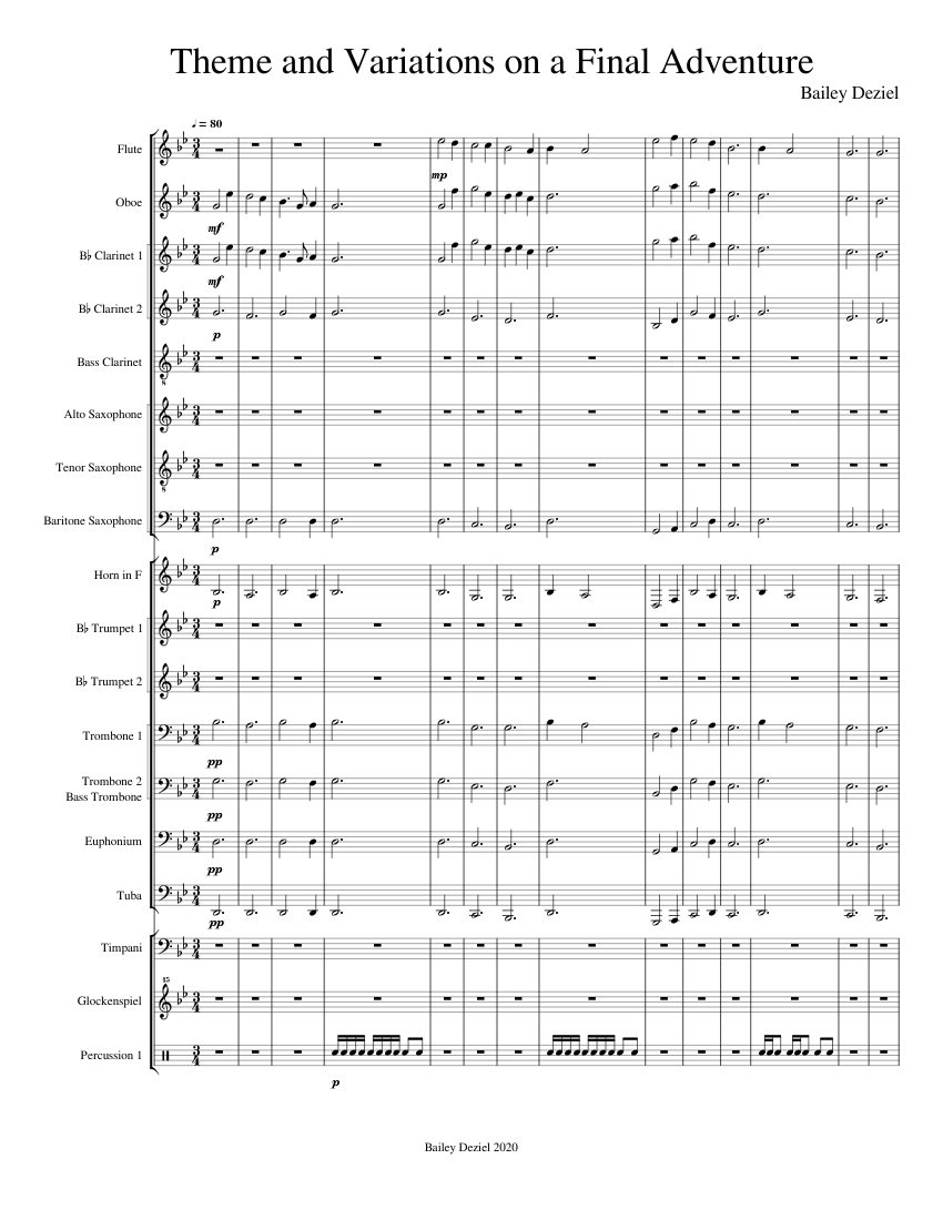 Theme and Variations on a Final Adventure Sheet music for Trombone ...
