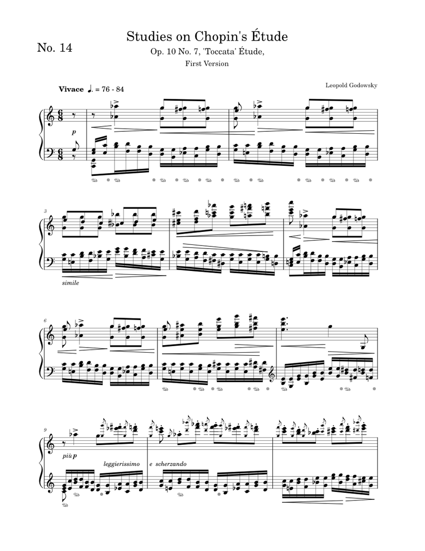 Study No. 14 on Chopin's Étude (Op. 10 No. 7) – Leopold Godowsky Sheet music for Piano (Solo ...