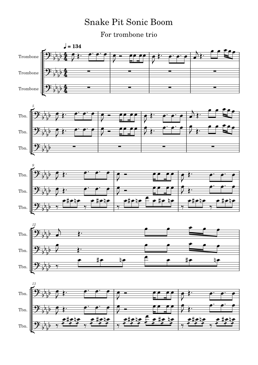 Snake Pit – Sonic Boom trombone trio. Alek Harden transcription Sheet ...