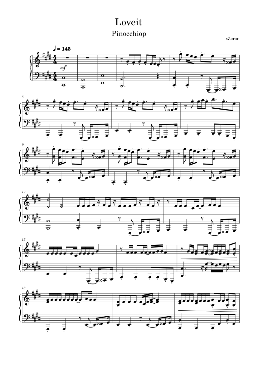 Loveit – PinocchioP Sheet music for Piano (Solo) | Musescore.com