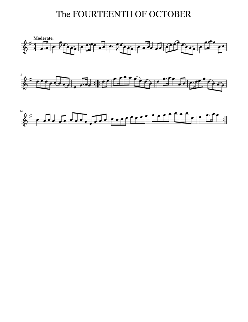 The FOURTEENTH OF OCTOBER Sheet music for Piano (Solo) | Musescore.com