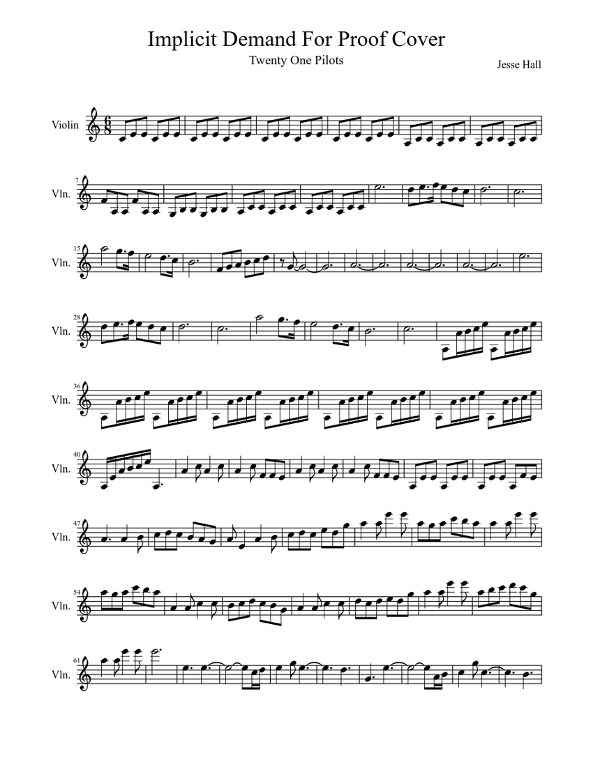 Implicit Demand For Proof Cover Sheet music for Violin (Solo ...