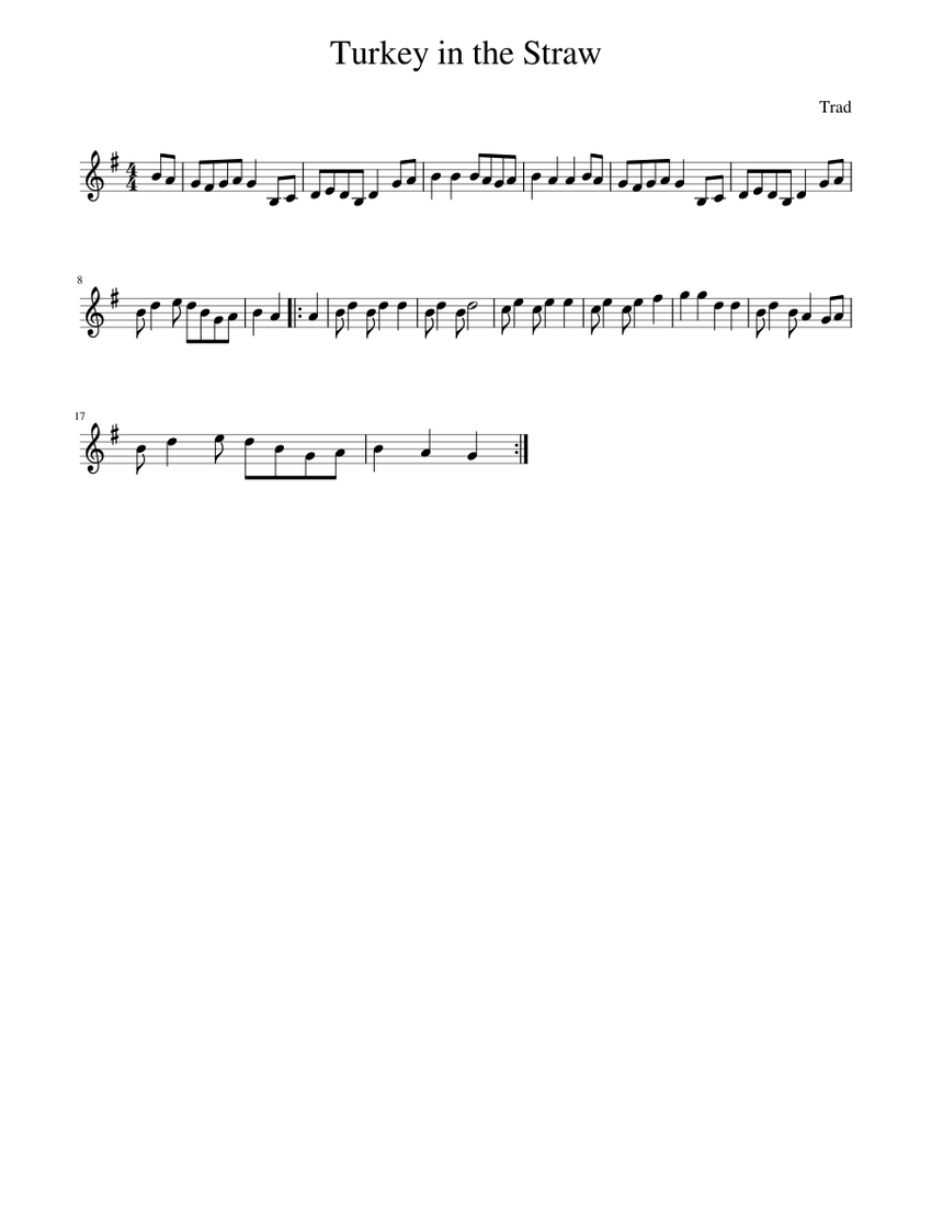 Traditional music - Turkey in the Straw Sheet music for Piano (Solo ...