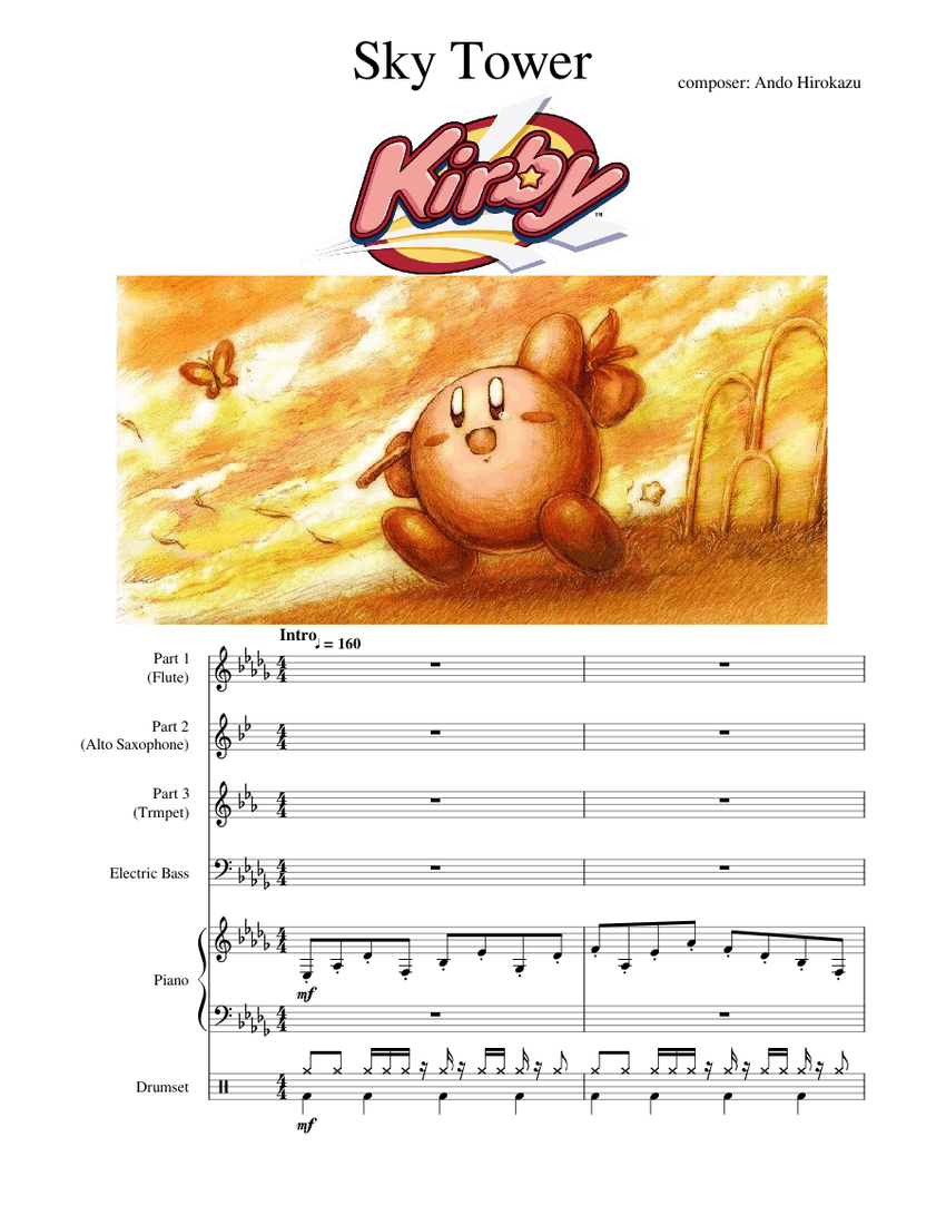 Sky Tower from Kirby Sheet music for Piano, Flute, Saxophone alto ...
