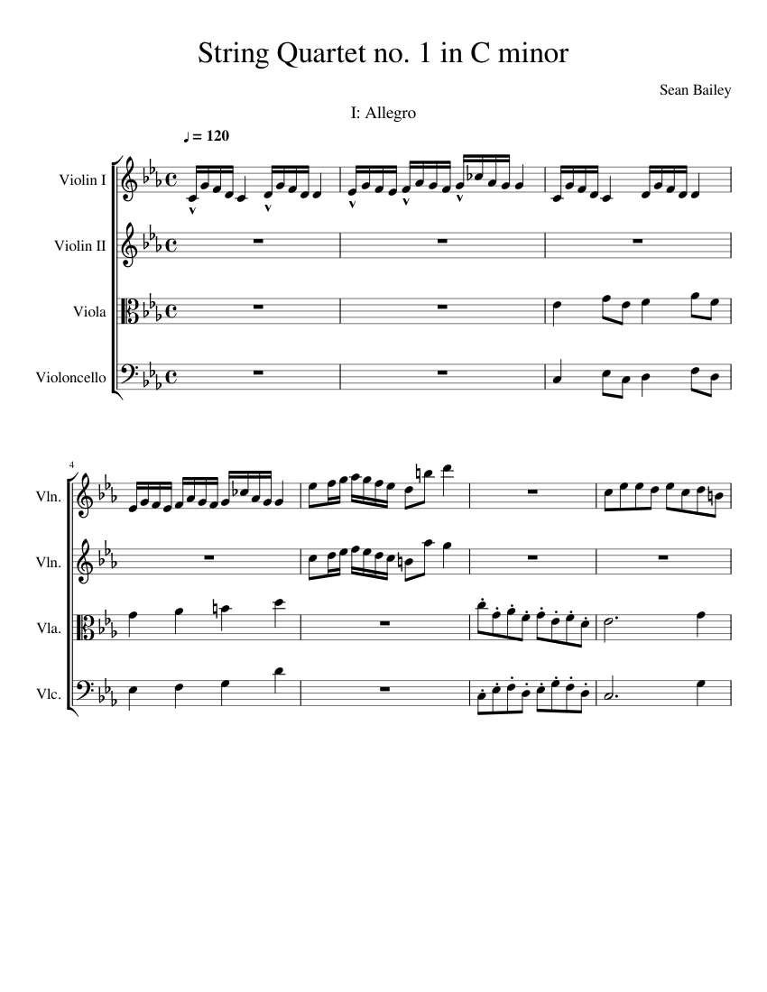 String Quartet no. 1 in C minor Sheet music for Viola (Solo ...