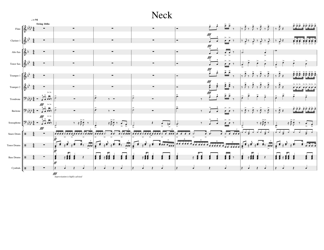 MHS Neck Sheet music for Trombone, Flute, Clarinet in b-flat, Saxophone ...