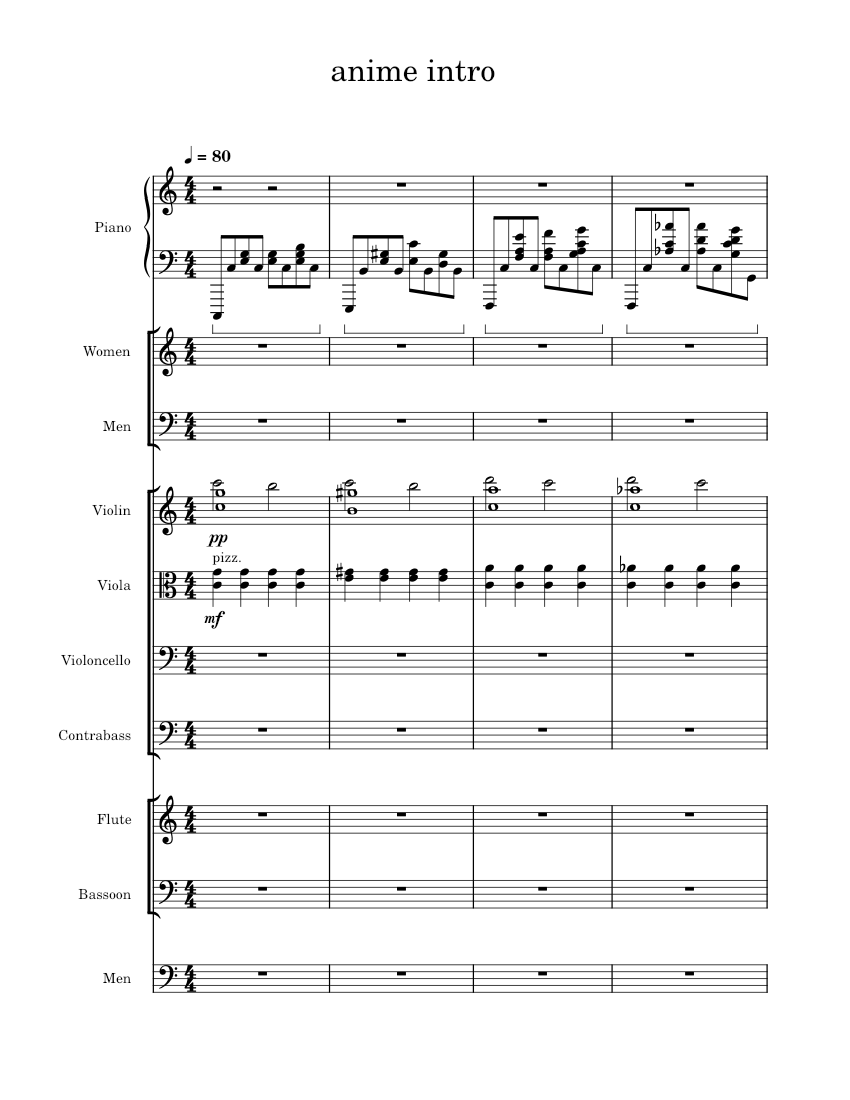 Anime Intro 2 Sheet music for Piano, Female, Male, Flute & more ...