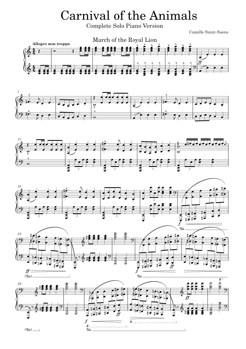 Carnival of the Animals, No. 14: Finale – Camille Saint-Saëns Sheet music for Piano (Solo ...
