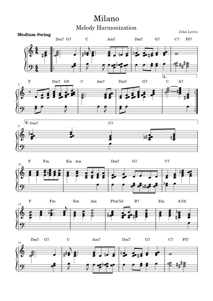 John Lewis - Milano Sheet music for Piano (Solo) | Musescore.com