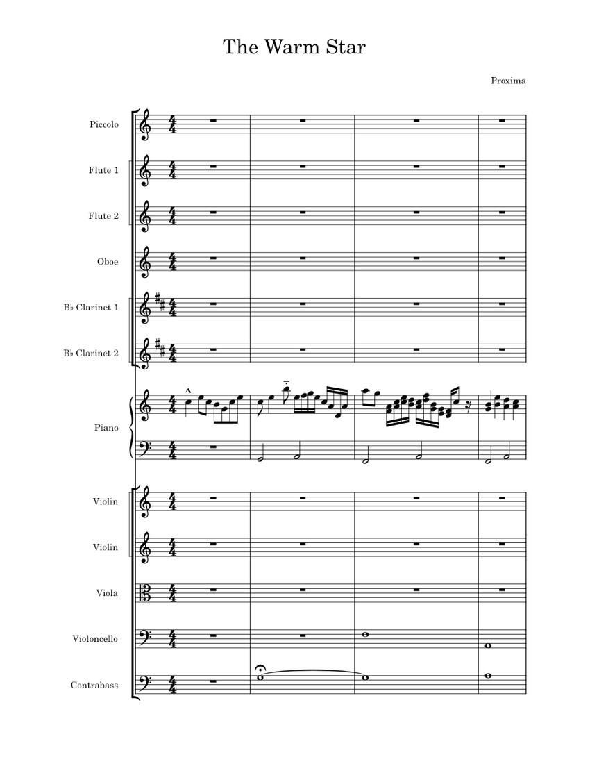The Warm Star - Proxima Sheet music for Piano, Flute piccolo, Flute, Oboe & more instruments ...