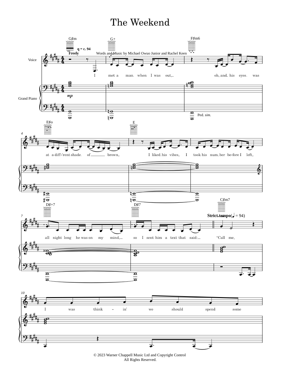 Play Official version of The Weekend sheet music by Stormzy Raye for ...