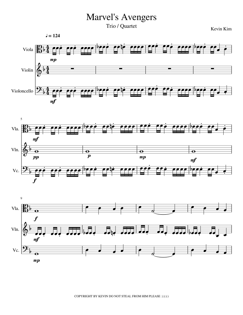 Marvel s Avengers for Viola, Violin, and Violoncello (Trio) Sheet Music ...