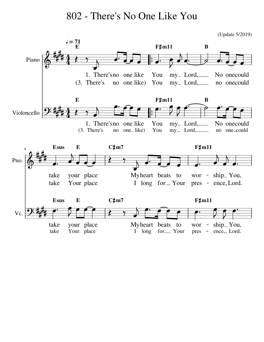 There's No One Like You Sheet music for Piano, Cello (Solo) | Musescore.com