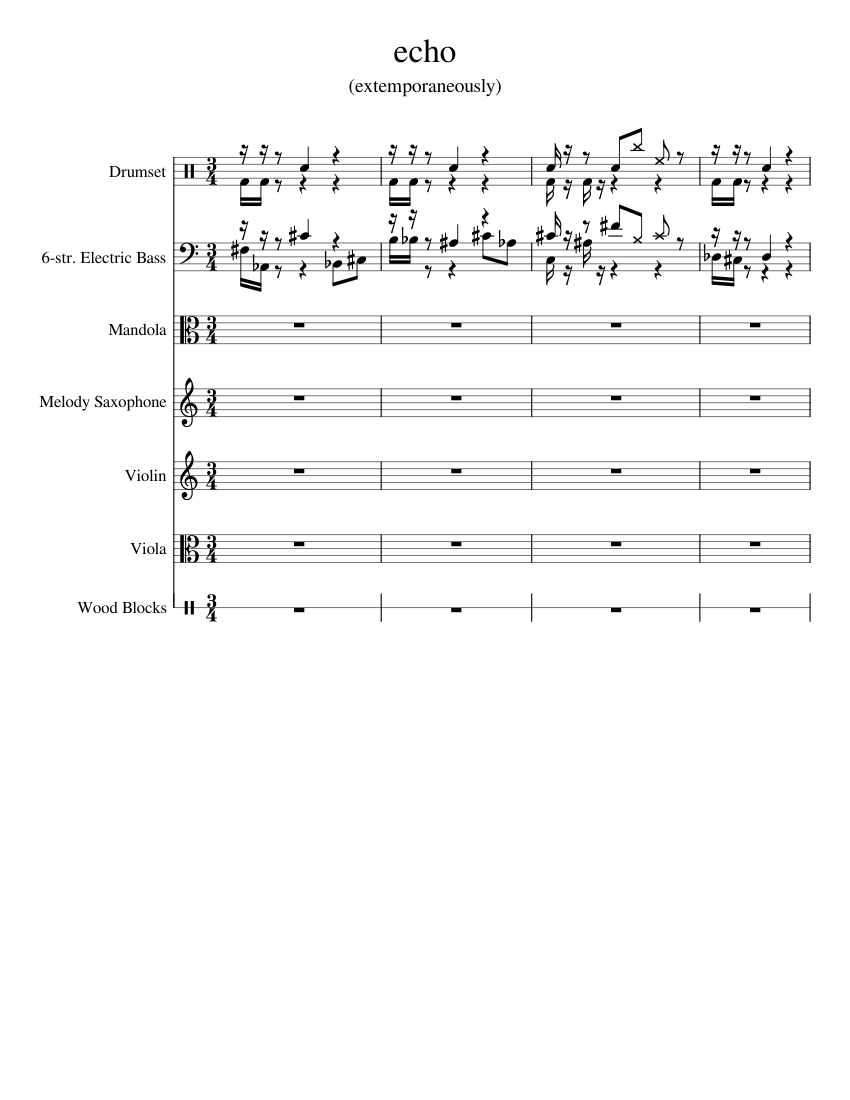 echo Sheet music for Violin, Viola, Bass guitar, Drum group & more ...