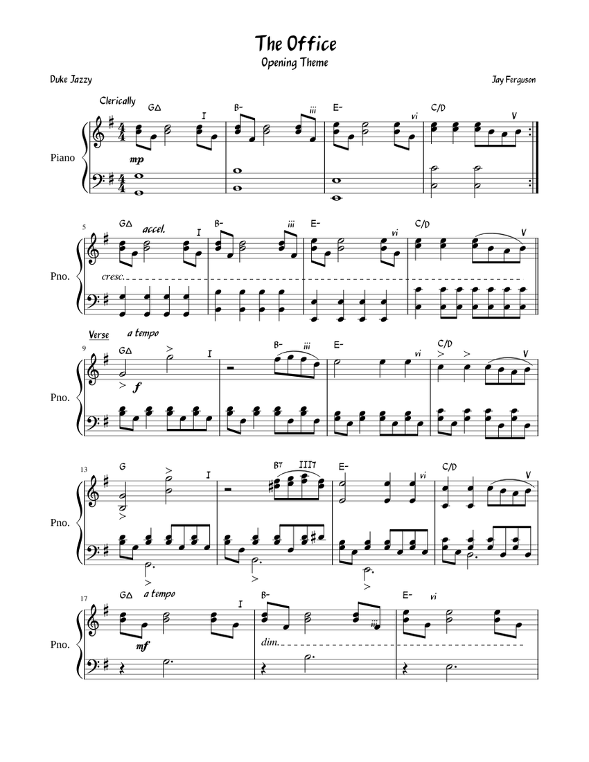 The Office | Opening Theme Sheet music for Piano (Solo) | Musescore.com