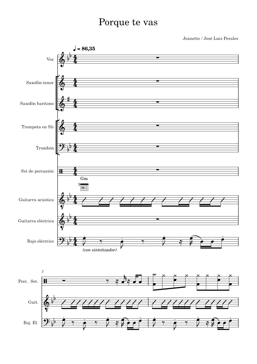 Porque te vas – José Luis Perales/Jeanette Sheet Music with Chords for ...